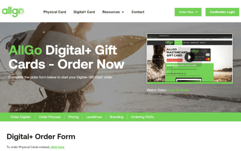 Order Digital+ Cards - AllGo Mastercard Gift Card