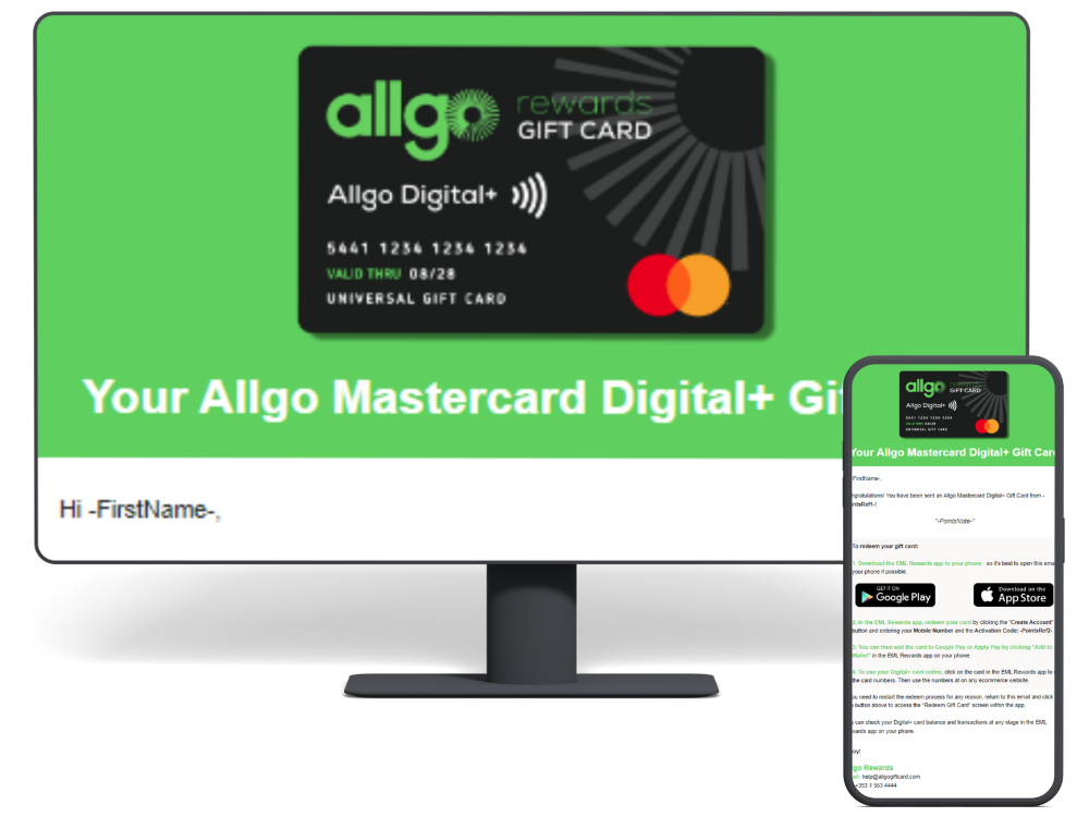 Order Digital+ Cards - AllGo Mastercard Gift Card