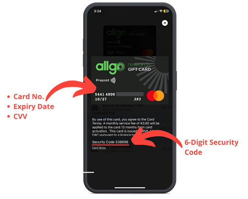 Where can I find my Digital card's details? - AllGo Mastercard Gift Card