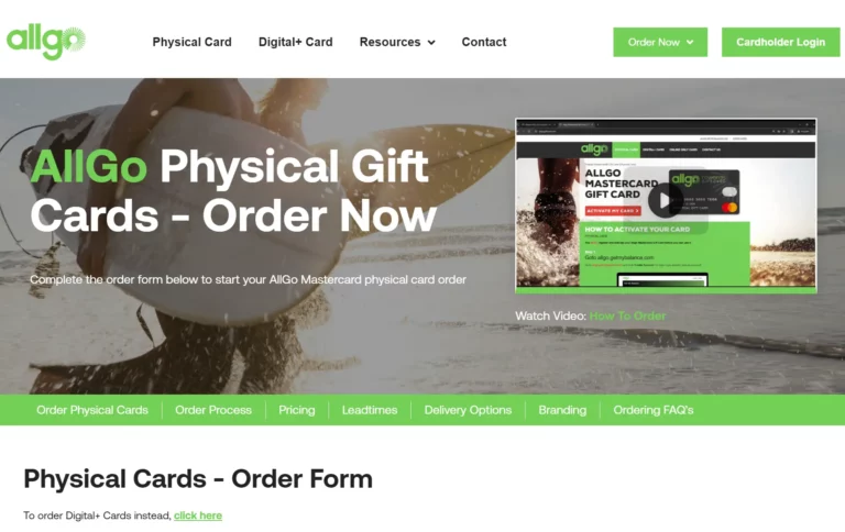 Order Physical Cards - AllGo Mastercard Gift Card
