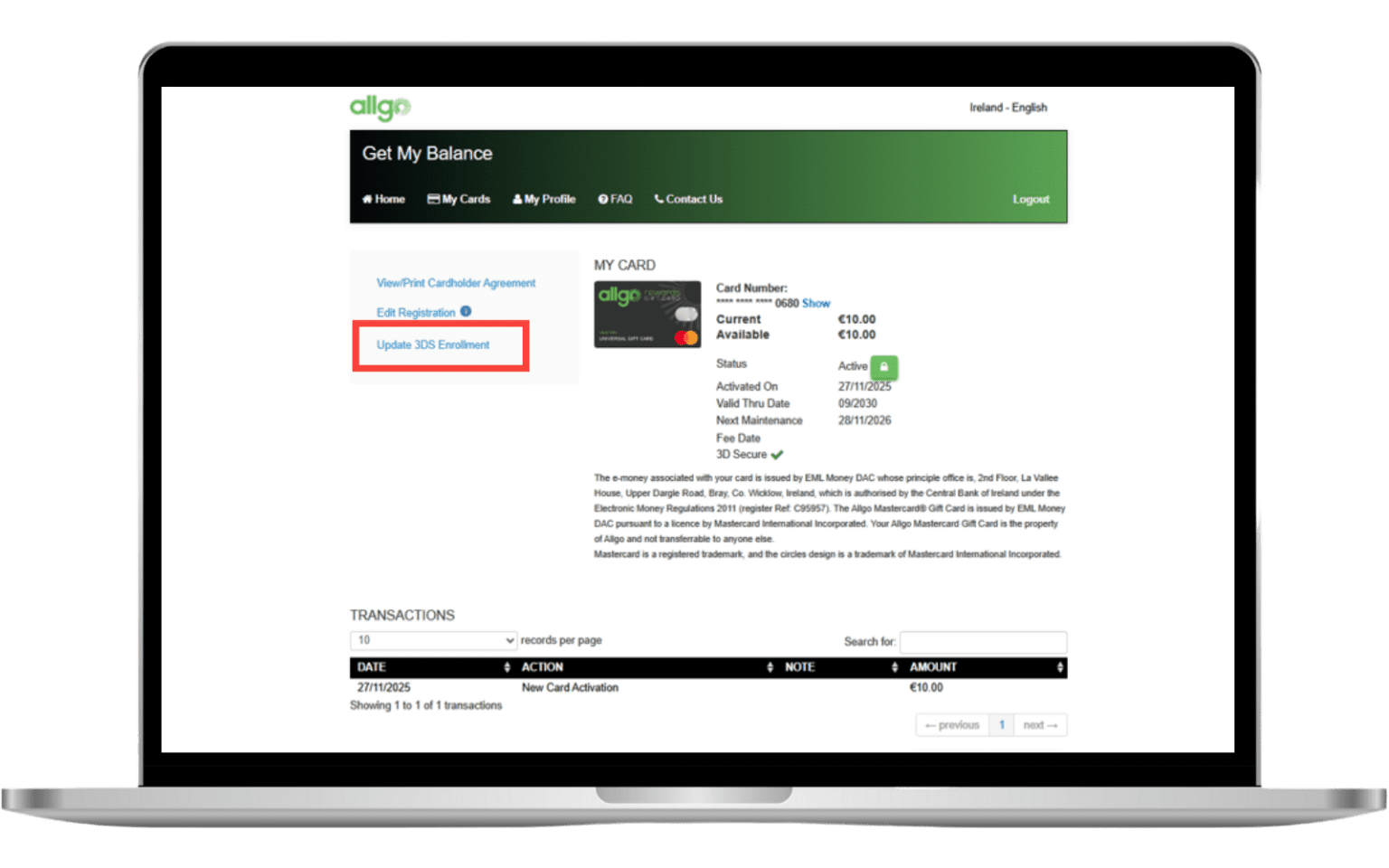 Physical Card - AllGo Mastercard Gift Card